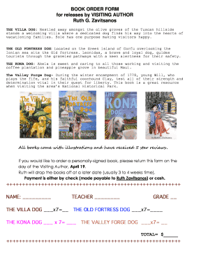 Fillable Online BOOK ORDER FORM for releases by VISITING AUTHOR Ruth ... Fax Email Print - pdfFiller