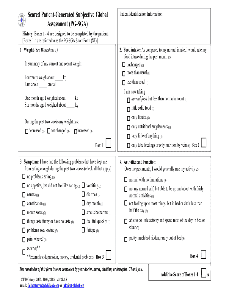 Fillable Online PG-SGA - Metric - version 3.22.15 std logo Fax Email ...