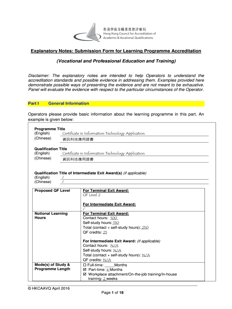 Fillable Online Explanatory Notes: Submission Form for Learning ...
