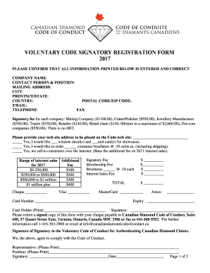 Fillable Online 2017 Signatory Registration Form.docx Fax Email Print ...