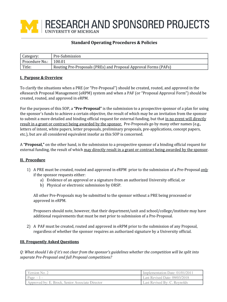 Fillable Online Routing Pre-Proposals (PREs) and Proposal Approval ...