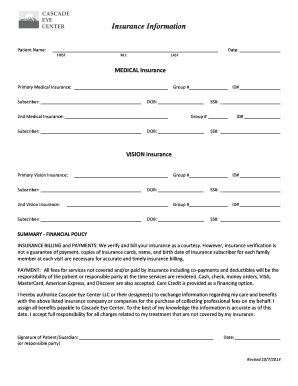 Fillable Online Insurance Information Form - cloudfront.net Fax Email ...