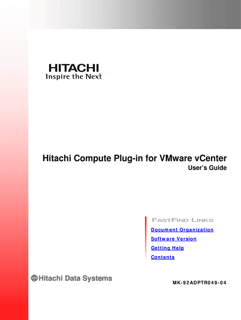 Fillable Online Hitachi Compute Plug-in for VMware vCenter User's Guide Fax Email Print - pdfFiller