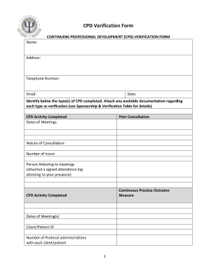 Fillable Online Continuing Professional Development (CPD) Form ...