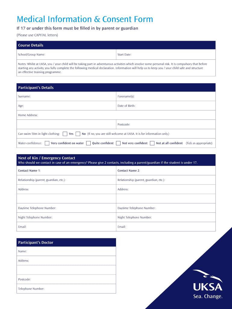 Fillable Online UKSA medical and consent form Fax Email Print - pdfFiller