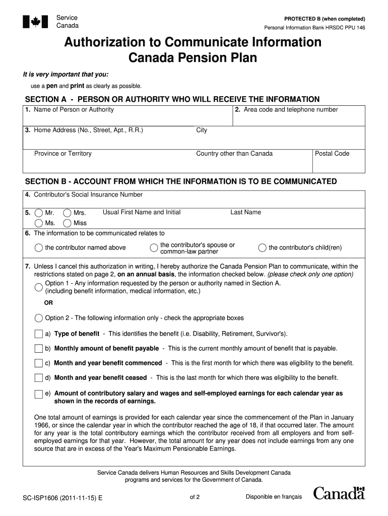Fillable Online Service canada isp 1603 form - Fill Out and Sign ...