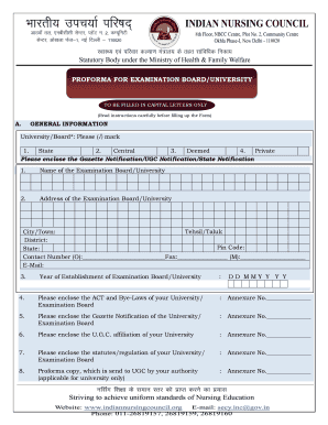 Fillable Online PROFORMA FOR EXAMINATION BOARD/UNIVERSITY Fax Email ...