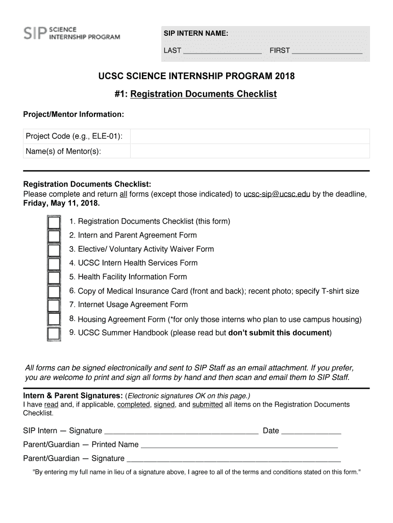 Fillable Online Applying to SIP - Science Internship Program Fax Email ...