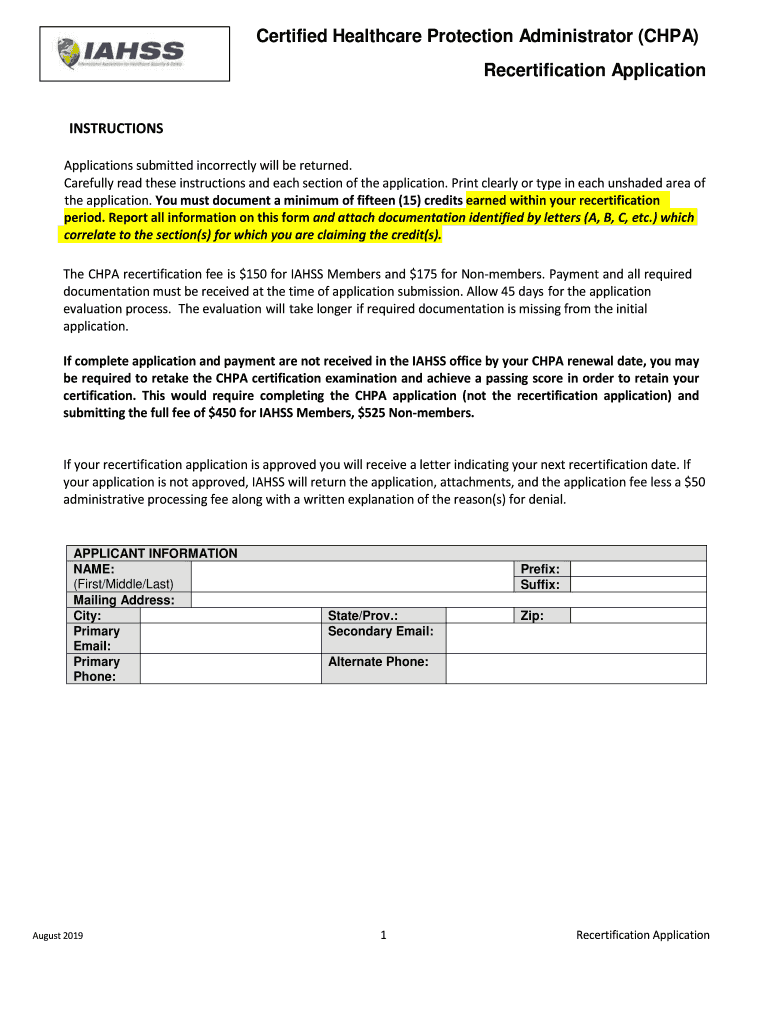 Fillable Online Certified Healthcare Protection Administrator Chpa Exam ...