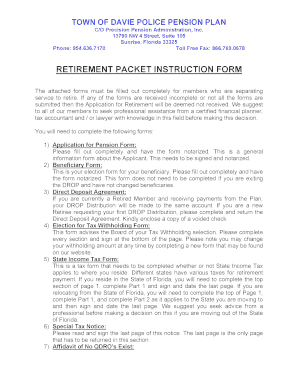 Fillable Online Retirement Packet Instruction Form Fax Email Print ...