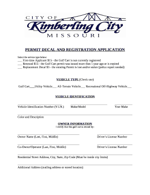 PERMIT DECAL AND REGISTRATION APPLICATION Doc Template | pdfFiller