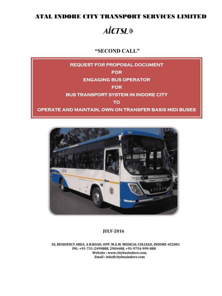 Fillable Online RFP for Bus Operator(s) - AiCTSL-City Bus Indore Fax ...