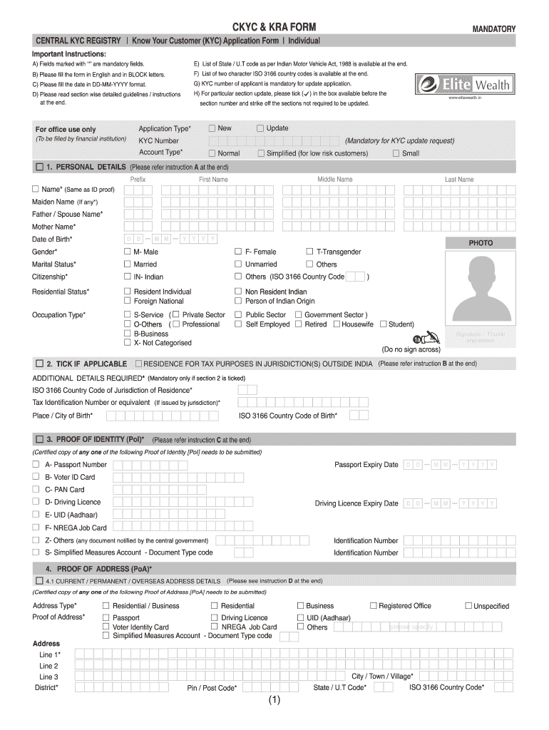 Fillable Online CKYC Form Fax Email Print - pdfFiller