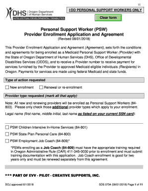 Fillable Online PSW Application Packet - Creative Supports, Inc. Fax ...