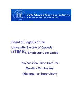 Fillable Online eTime Employee User Guide for Project View for Monthly ...
