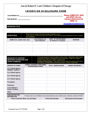 Fillable Online Invention Disclosure Form - Lurie Children's Hospital ...