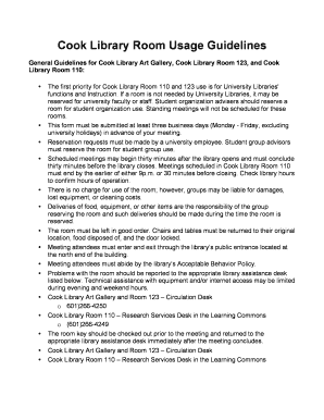 Fillable Online Cook Library Room Usage Guidelines - USM Libraries Fax ...