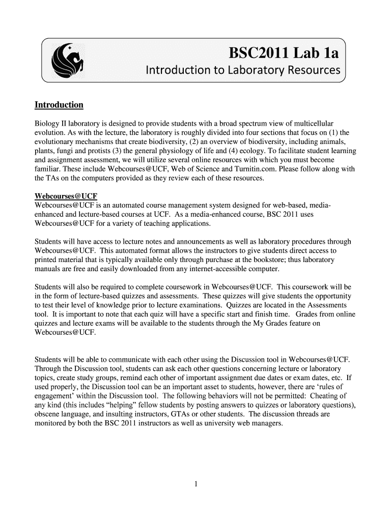 Fillable Online Lab 1 - Introduction to Laboratory Resources - Student ...