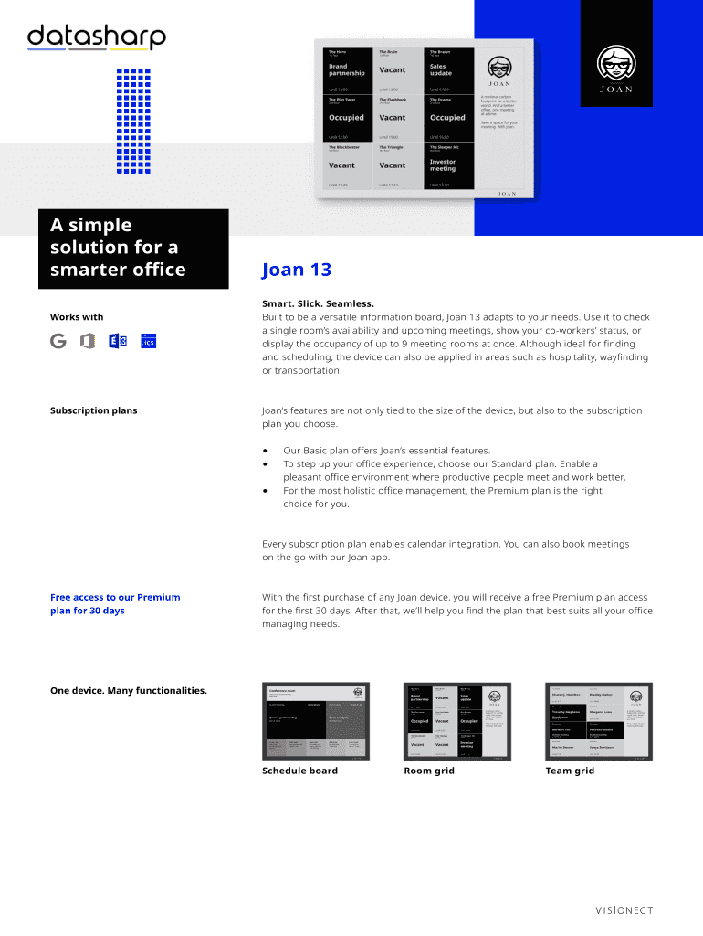 Fillable Online Visionect Launches Joan on Tablets, A Software Solution ...