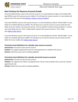 Fillable Online apps kennesaw View Resource Accounts in Outlook for ...