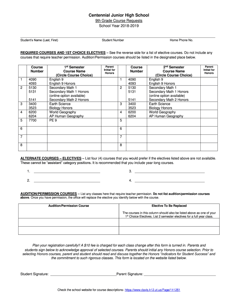 Fillable Online Centennial Junior High School - Centennial Jr High Fax Email Print - pdfFiller