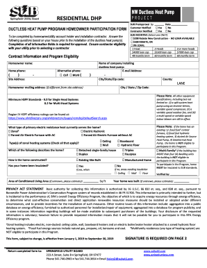 Fillable Online Homeowners participation form - Springfield Utility ...