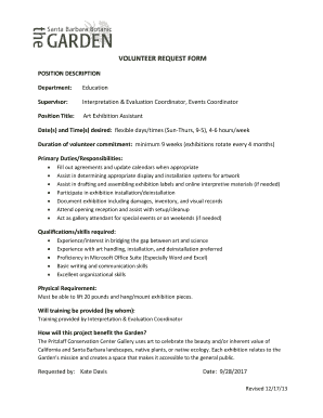 Fillable Online VOLUNTEER REQUEST FORM - UC Santa Barbara Fax Email ...