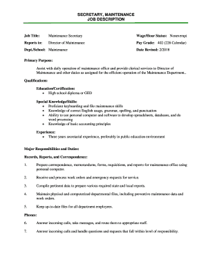 Fillable Online Maintenance Worker Job Description - How to Become a ...