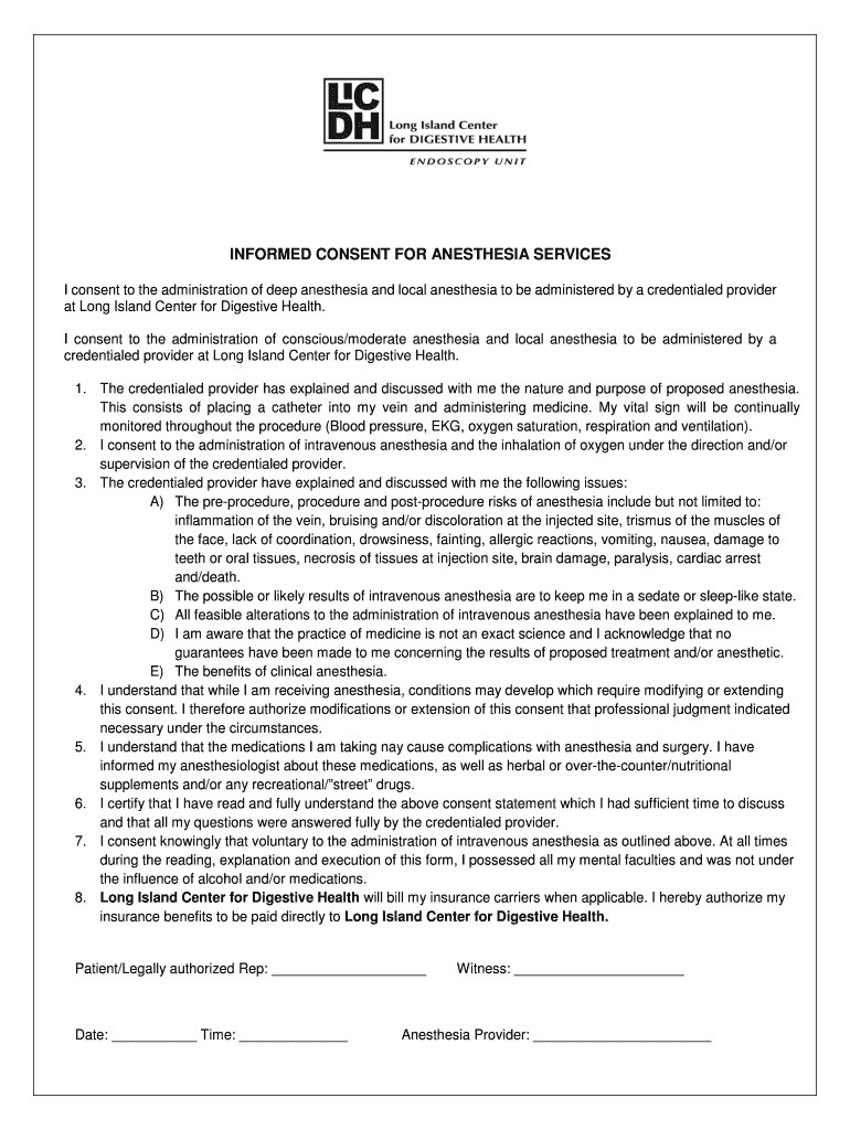 Fillable Online INFORMED CONSENT IN ANESTHESIA: SHOULD YOU TELL ...