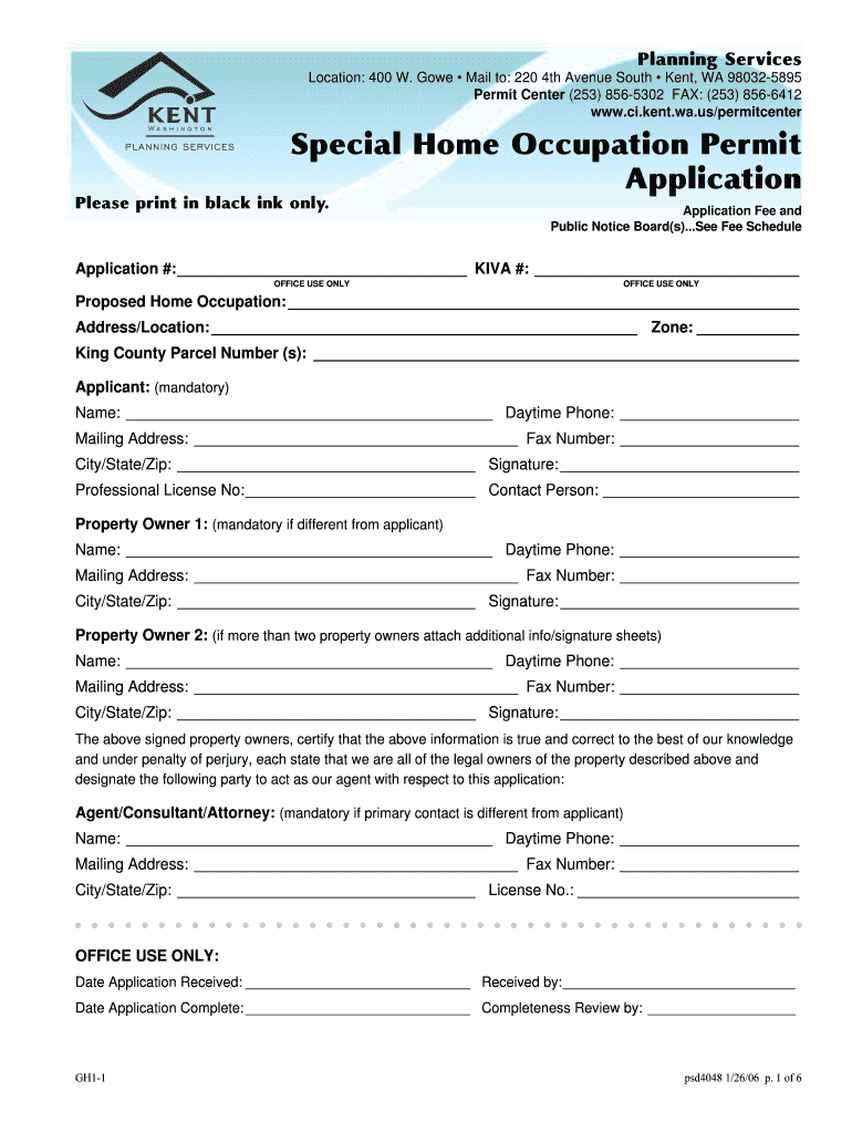 Fillable Online Special Home Occupation Permit Application Fax Email Print - pdfFiller