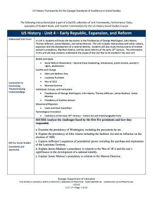 Fillable Online US History Frameworks for the Georgia Standards of ...