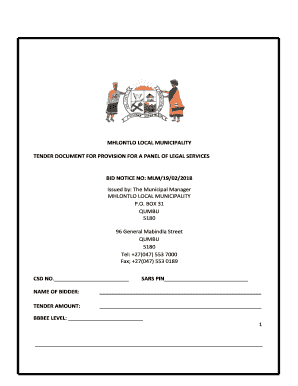 Fillable Online TENDER DOCUMENT FOR PROVISION FOR A PANEL OF LEGAL ...