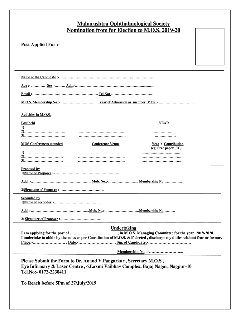 Fillable Online MOS Nomination Form 2019 - Maharashtra Ophthalmological ...