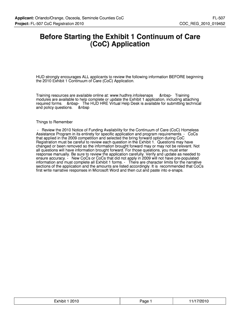 Fillable Online Before Starting the CoC Application - Central Florida ...
