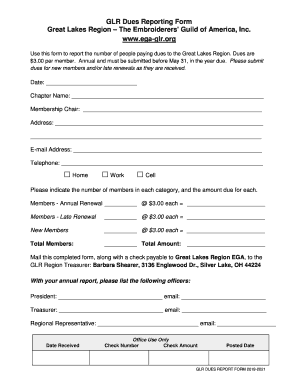 Fillable Online GLR Dues Reporting Form Fax Email Print - pdfFiller