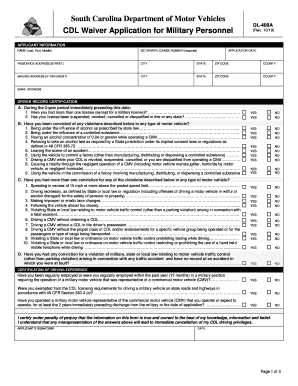 Fillable Online CDL Waiver Application for Military Personnel Fax Email ...