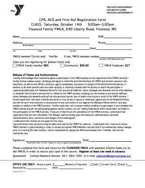 Fillable Online CPR, AED and First Aid Registration Form CLASS ...