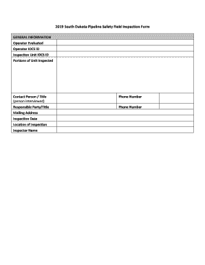 Fillable Online puc sd Pipeline Safety Inspection Form - South Dakota ...