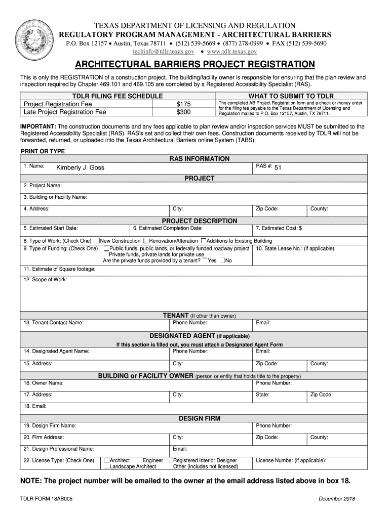 Fillable Online Architectural Barriers Forms - Texas Department of ...