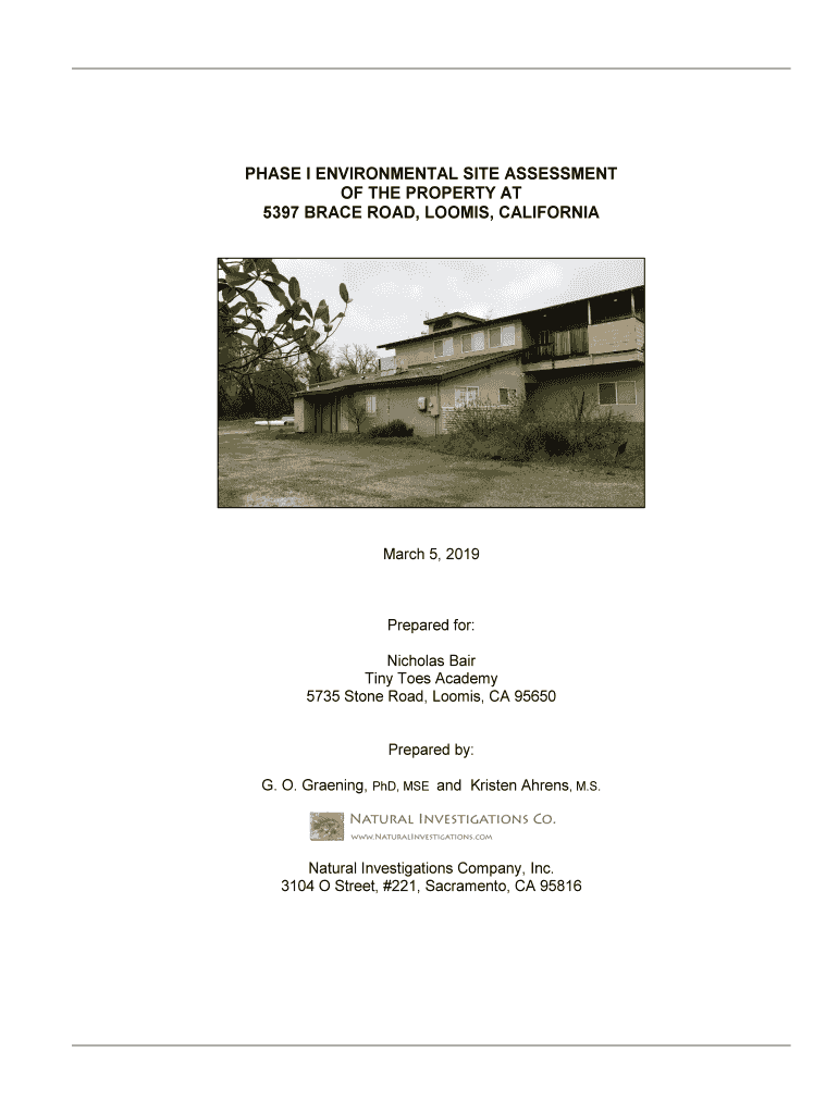 Fillable Online loomis ca Phase I ESA Template - Town of Loomis - State ...