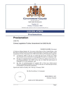 Fillable Online Gazettes - NSW Legislation - NSW Government Fax Email ...