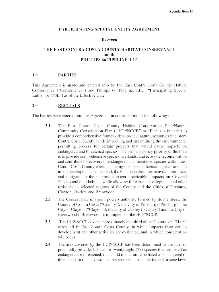 Fillable Online PARTICIPATING SPECIAL ENTITY AGREEMENT Between ... Fax ...