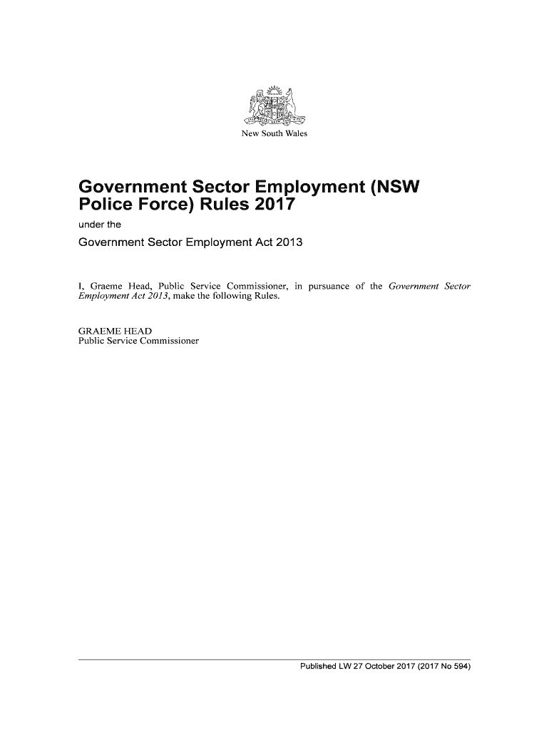 Fillable Online legislation nsw gov Government Sector Employment (NSW ...