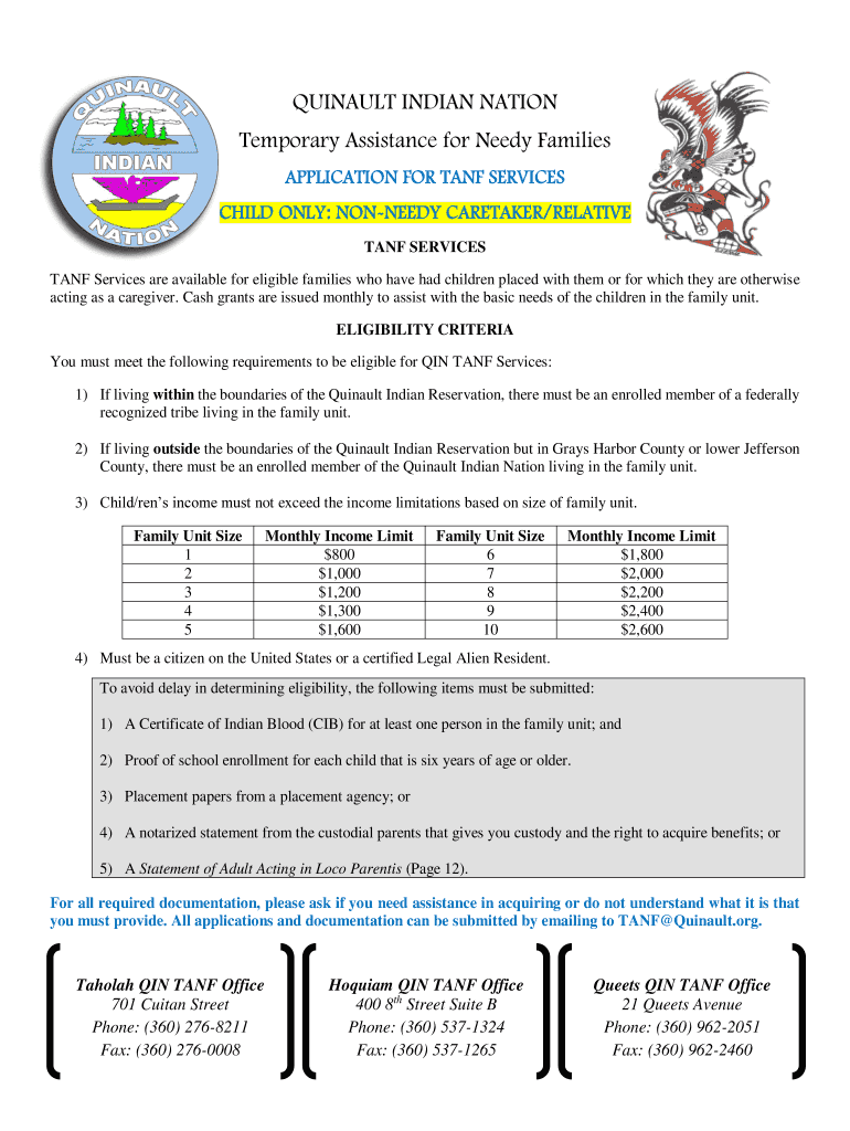 Fillable Online APPLICATION FOR TANF SERVICES Fax Email Print - pdfFiller