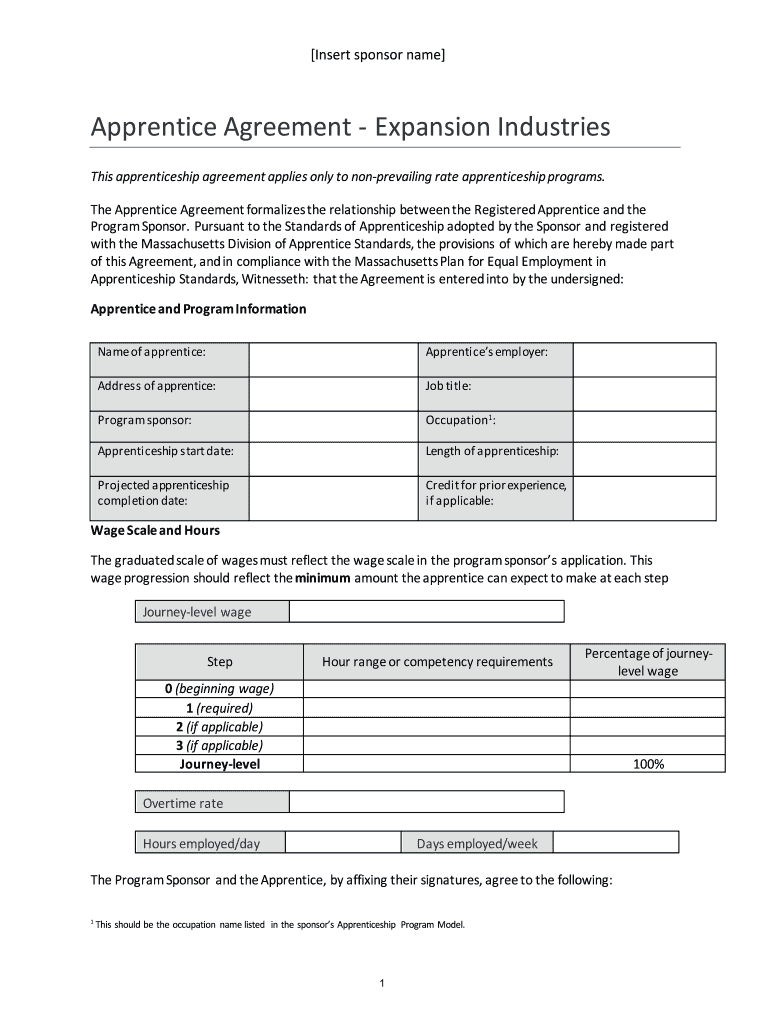 Fillable Online Apprenticeship Agreement - New York State Department of ...