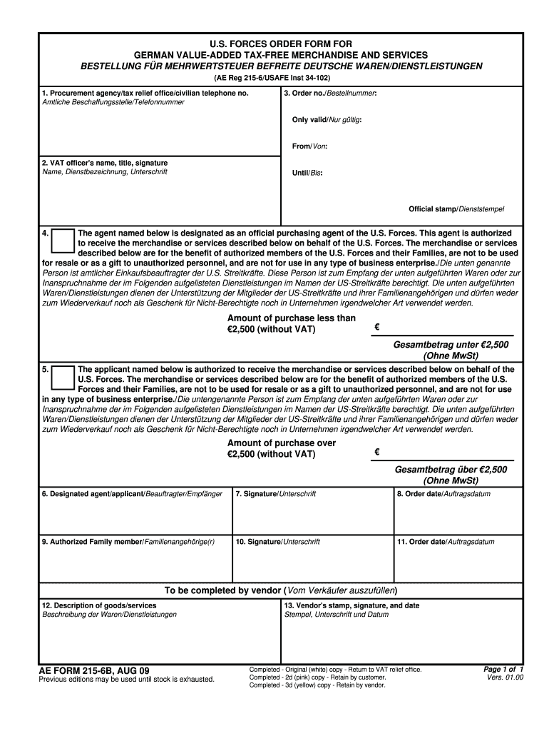 Bestellung FÜr Mehrwertsteuer Befreite Deutsche Waren/dienstleistungen ...
