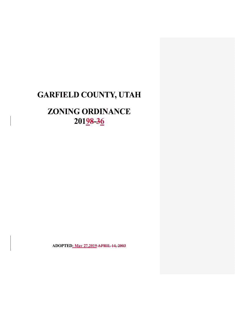 Fillable Online garfield county, utah zoning ordinance 20198-36 - Utah ...