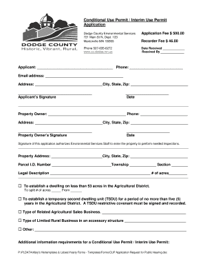 Fillable Online Conditional Use Permit / Interim Use Permit Application ...