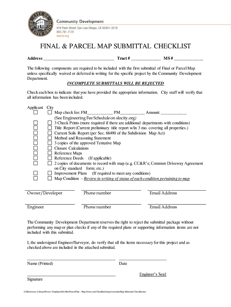 Fillable Online tract map & parcel map application - City of Wildomar ...