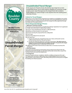 Fillable Online P65 Parcel Merger. P65 Unsubdivided Parcel Merger and ...
